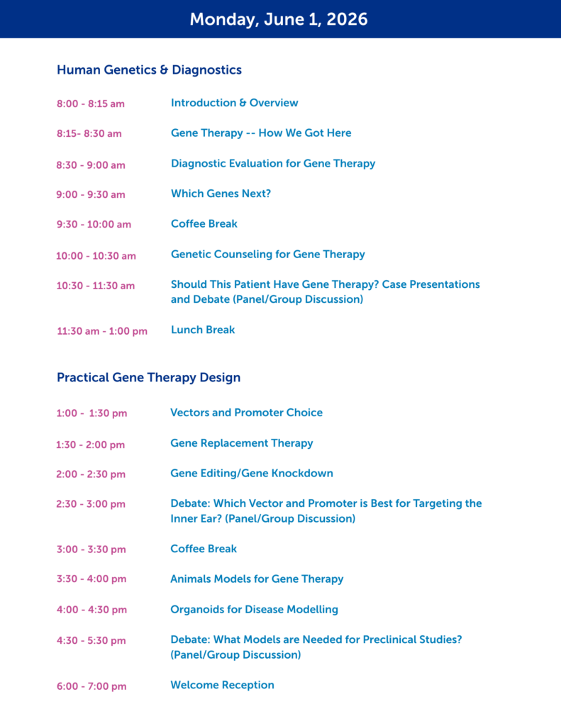LIVE IN-PERSON: Molecular Otology (June 1-3, 2026) – CEEI
